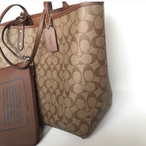 Coach | Bags | Coach Reversible Tote Pouchshoulder Baglarge | Poshmark